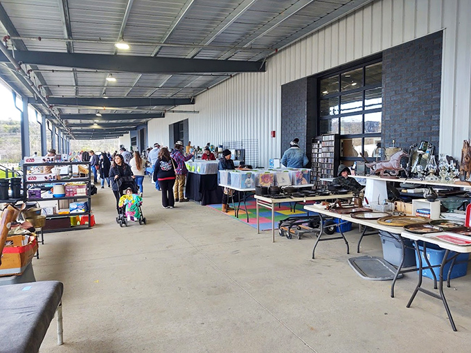 Row upon row of vendor stalls create a maze of possibilities that would challenge GPS.