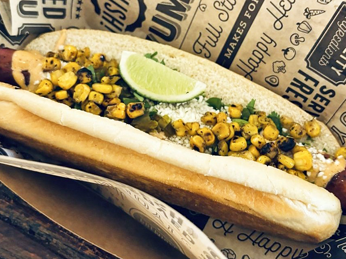 The Mexican Streetcorn Dog transforms a ballpark classic into a flavor fiesta. That grilled corn and cotija cheese combo is pure genius.
