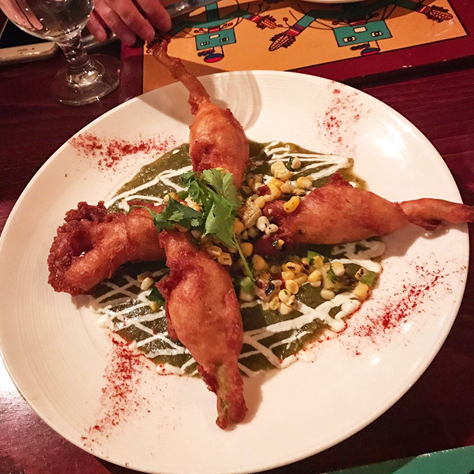 Corn and squash blossoms transformed into edible art. Native ingredients getting the star treatment they deserve, no Hollywood agent required.