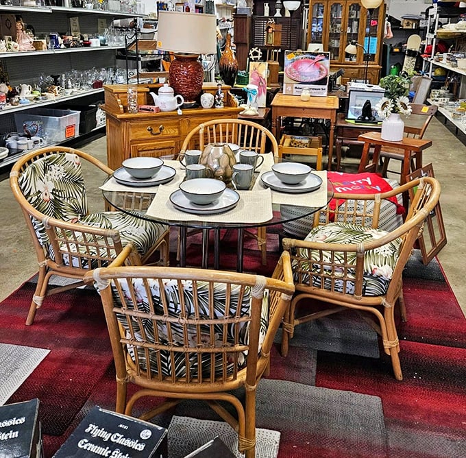 This mid-century rattan dining set isn't just furniture&mdash;it's a time machine to tropical vacations and cocktail parties of decades past.