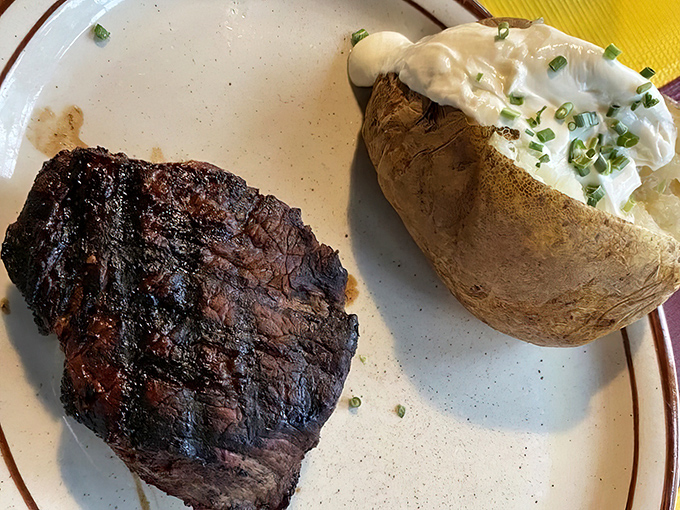 The teriyaki sirloin proves that sometimes a little sweet-savory glaze is all you need to elevate an already excellent cut of beef.
