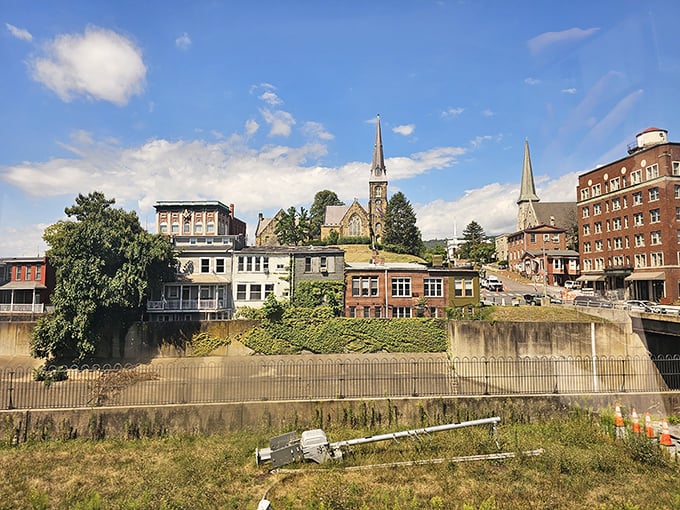 Cumberland's church spires reach skyward, competing with the surrounding hills for heaven's attention. This view alone is worth the ticket price.