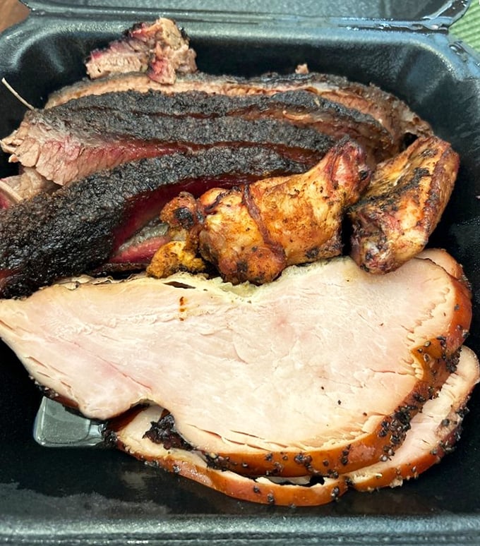 A barbecue platter that would make a Texan weep with joy&mdash;brisket with that signature black pepper crust alongside turkey that defies dryness.