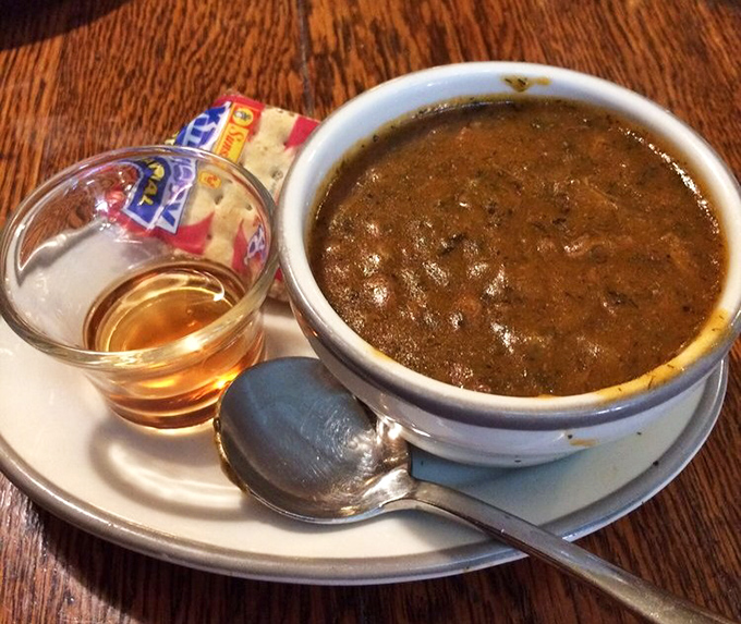 Turtle soup that would make a Louisianan nod in approval. Served with a splash of sherry, because some traditions are too delicious to modernize.