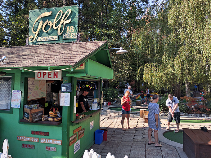 Miniature golf in the mountains &ndash; where missing that hole-in-one is forgiven when you're surrounded by such majestic scenery.