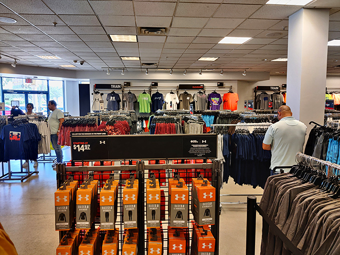 Athletic wear paradise at Under Armour. Even if your vacation plans include more lounging than lunging, these performance pieces call your name.