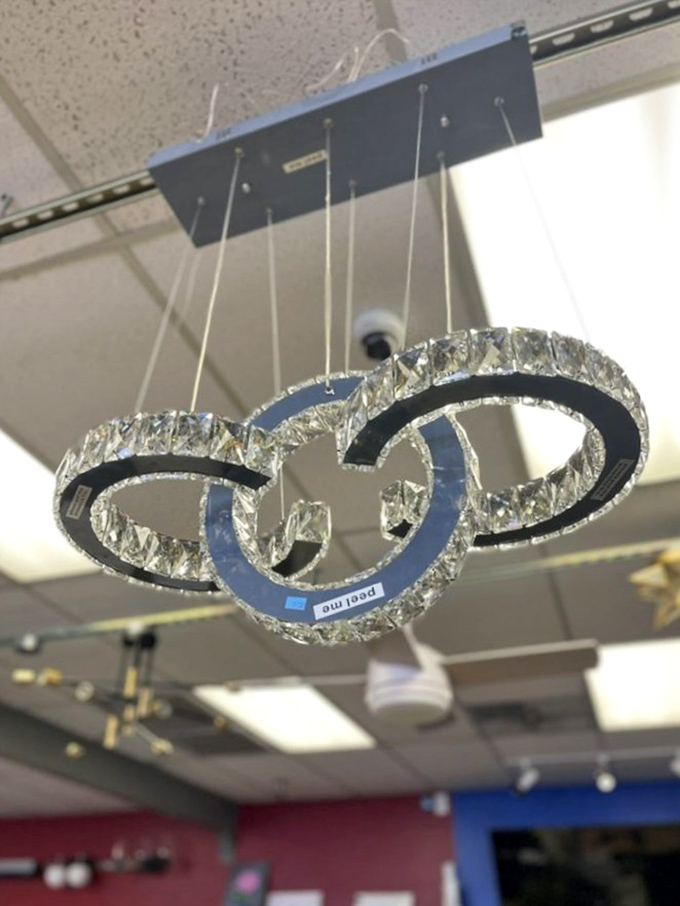 This crystal chandelier isn't just lighting&mdash;it's conversation-starting d&eacute;cor that somehow survived the journey from someone's dining room to your shopping cart.