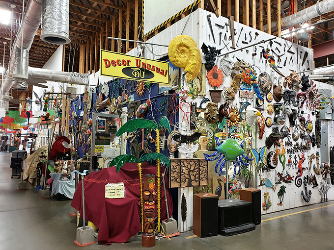 "Decor Unusual" isn't just a sign&mdash;it's a promise. Where else can you find metal palm trees and sun-faced wall art for your Florida fantasy home?