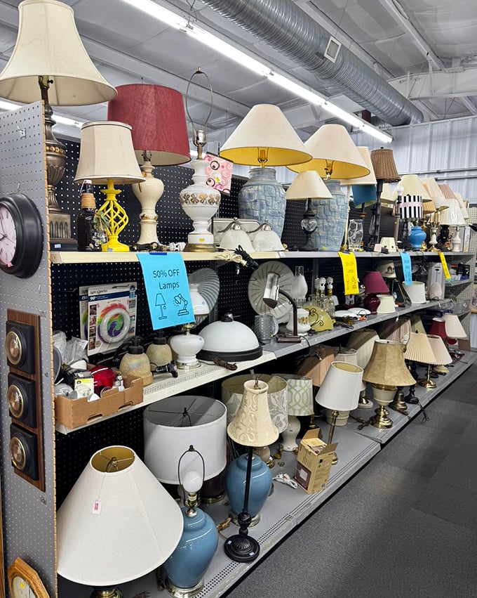 The lamp section glows with potential, from kitschy conversation pieces to elegant statement makers that whisper, "I have excellent taste."