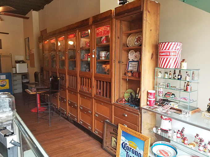 These vintage wooden cabinets once organized America's commerce. Now they safeguard collectibles with the same dignified purpose they've always had.