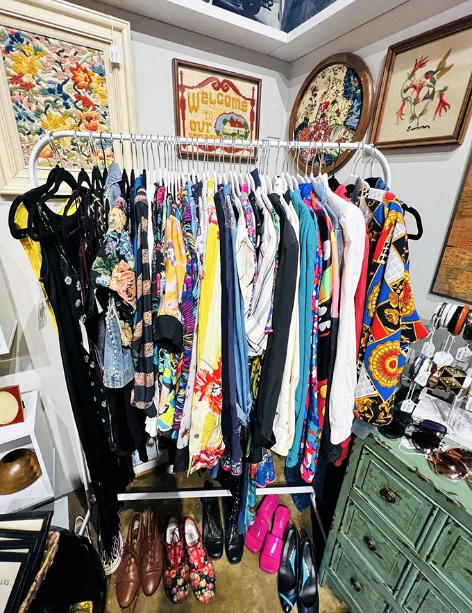 A rainbow of vintage fashion awaits new adventures&mdash;these clothes have seen disco nights and garden parties of decades past.