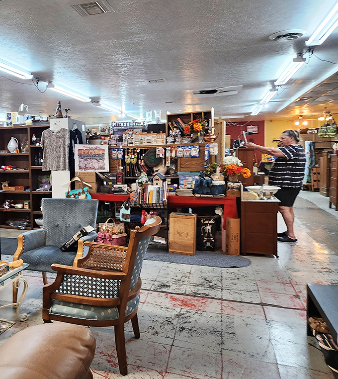 Treasure hunting in progress! The thrill of discovery illuminates the space as shoppers navigate this indoor expedition of possibilities.