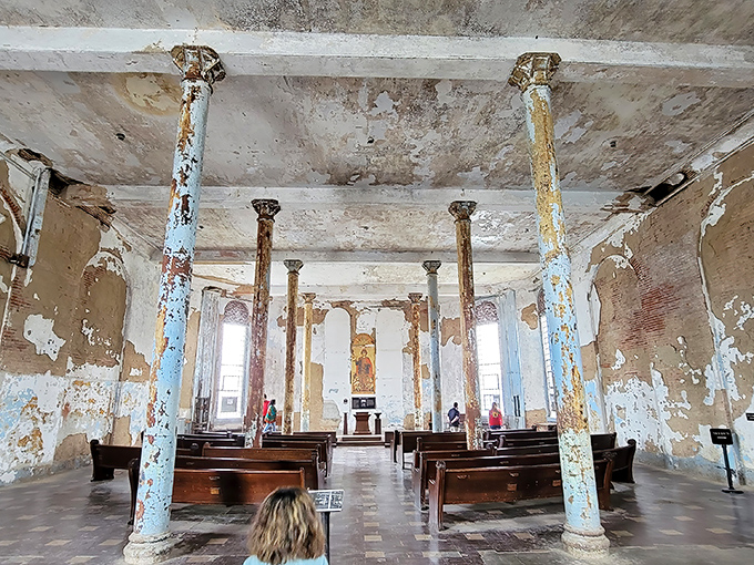 Rust-streaked columns frame the chapel's haunting beauty. Like finding a Renaissance painting in your grandmother's attic &ndash; unexpected and mesmerizing.
