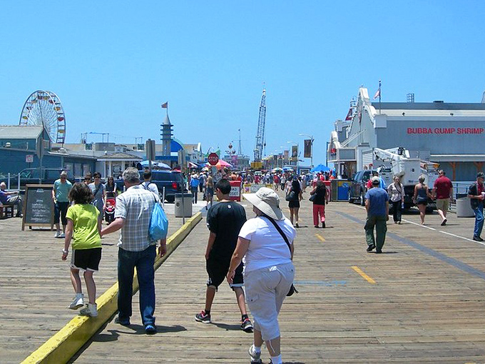 Sunhats and sandals required! The boardwalk becomes a human parade where everyone's starring in their own California postcard moment.