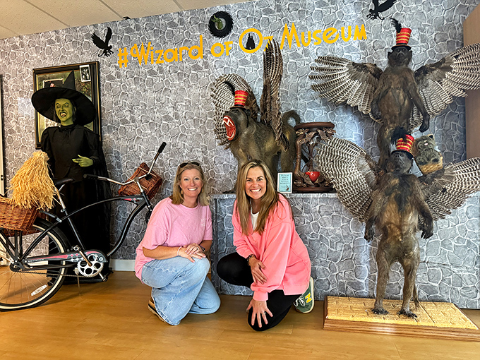 The flying monkeys and Wicked Witch display proves that childhood nightmares can become delightful photo opportunities once you've reached adulthood.