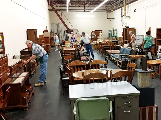 A section dedicated to vintage furniture where craftmanship from yesteryear awaits its second act in someone's modern home.