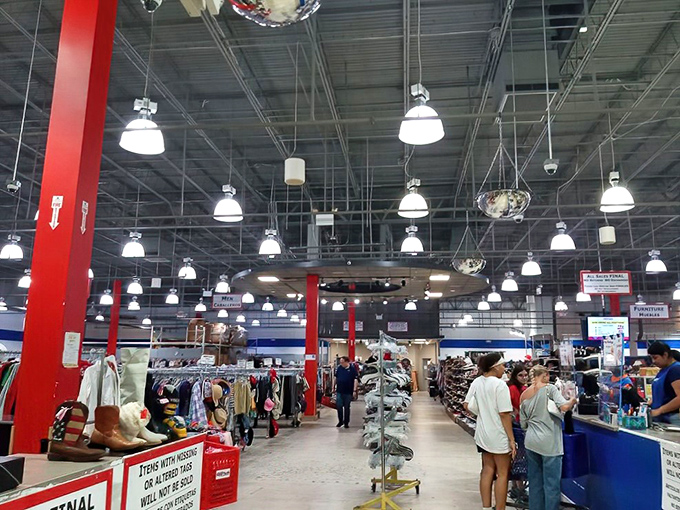 The wide aisles and industrial ceiling give GoodLife a warehouse feel, but the treasures within are far from mass-produced. Every aisle promises potential discoveries.