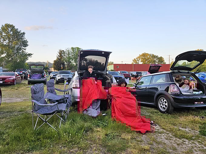 Drive-in veterans know the secret formula: blankets, folding chairs, and a tailgate setup that would make tailgating football fans green with envy.