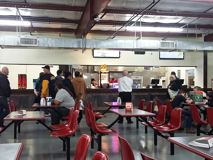 The cafeteria buzzes with deal-seekers comparing notes and refueling with simple fare&mdash;the perfect intermission in a day-long treasure hunt.