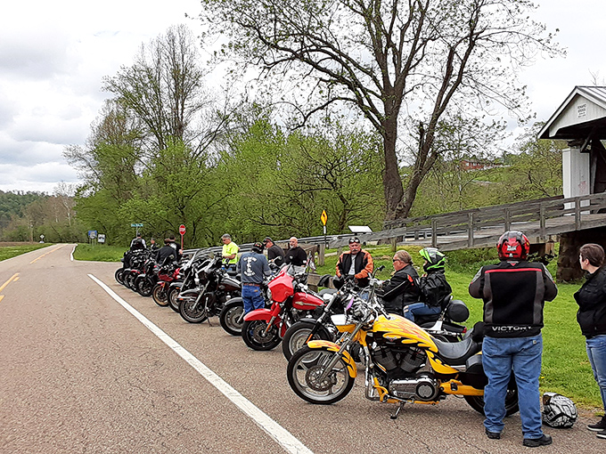 Motorcycle enthusiasts gather here like moths to a flame, proving good architecture attracts all kinds of horsepower.