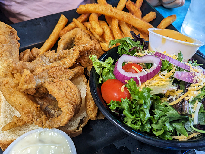 The Walleye Sandwich pays homage to freshwater fishing traditions with perfectly crispy fish that extends beyond its bun&mdash;a Midwestern portion if there ever was one.