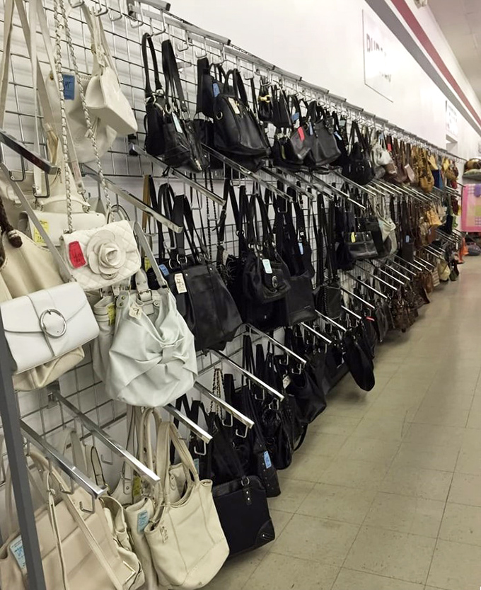 Handbag heaven for the fashion-forward bargain hunter&mdash;where designer knockoffs and genuine vintage finds hang side by side in leather harmony.