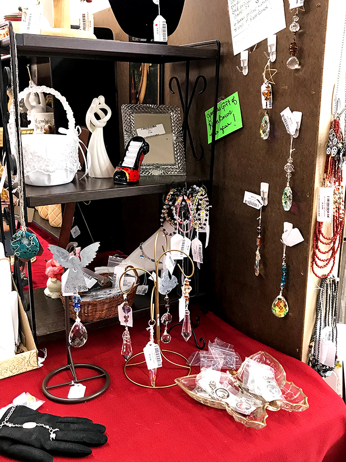 Hello, conversation pieces! From whimsical figurines to practical home decor, this booth proves one person's "I don't need this anymore" becomes another's perfect find.