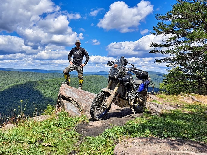 Some bring horsepower of a different kind to the overlook. This rocky perch makes for the ultimate "I was here" moment.