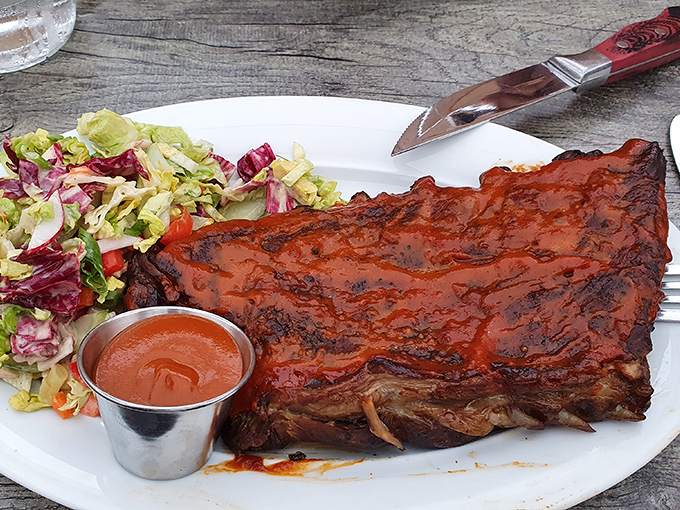 These ribs aren't falling off the bone &ndash; they're voluntarily leaping into your mouth. The colorful slaw provides the perfect counterpoint.