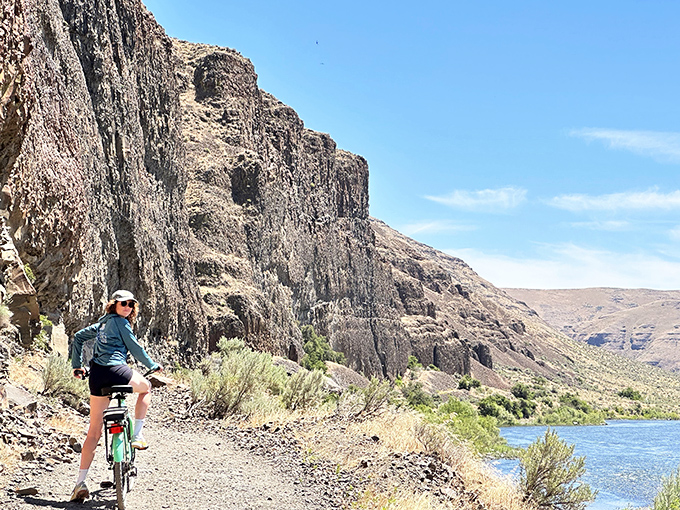 Biking alongside towering basalt cliffs &ndash; where every pedal stroke feels like traveling through Earth's geological picture book.