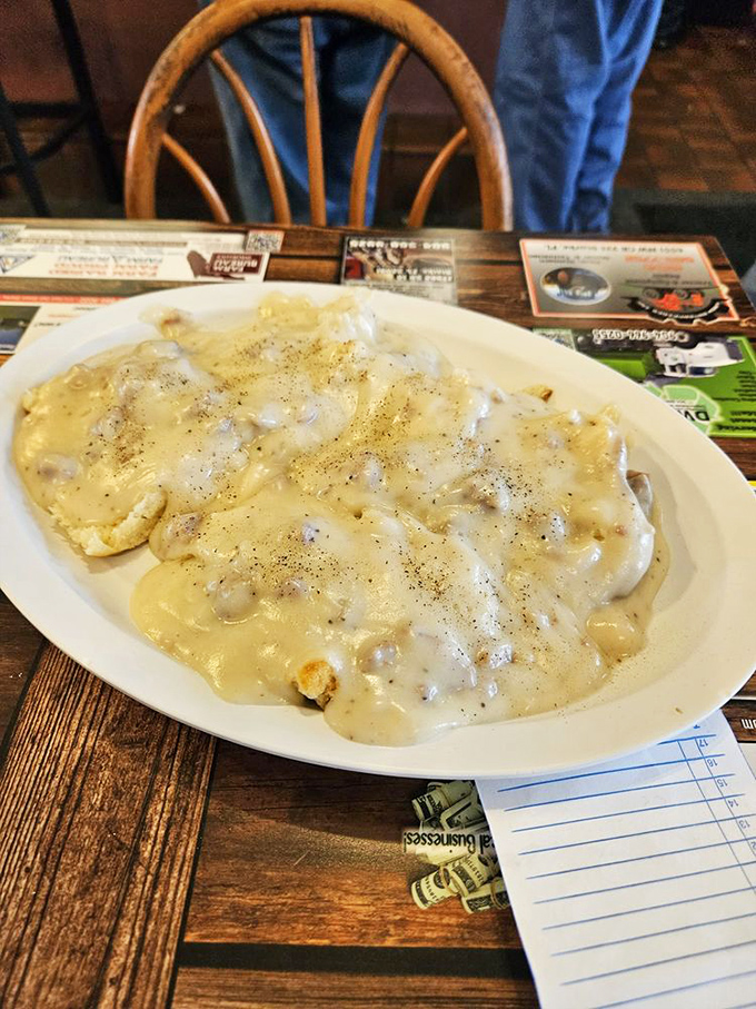 Biscuits and gravy that would make your Southern grandmother weep with joy&mdash;a creamy, peppery blanket covering tender islands of dough.
