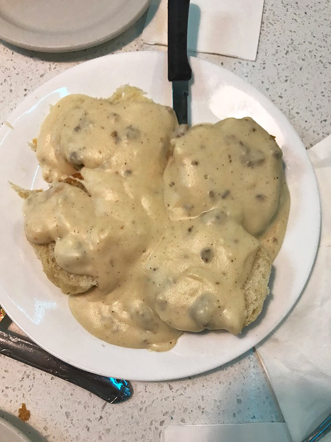 Biscuits and gravy so legendary they should have their own Florida historical marker. Worth every delicious calorie.
