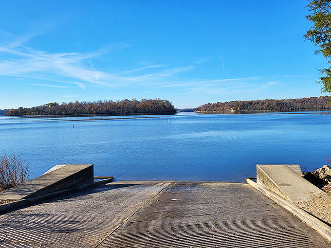 The boat ramp beckons with promises of aquatic adventures. Like nature's on-ramp to your weekend escape highway.