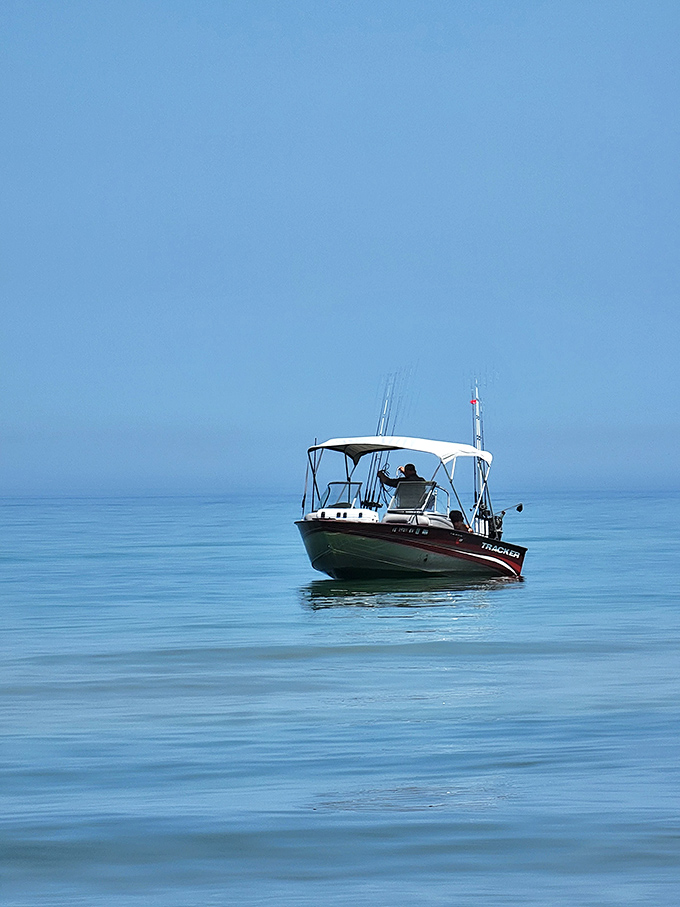 Lake Michigan on a glass-calm day is boating nirvana. Even the fish are probably commenting on the perfect conditions.