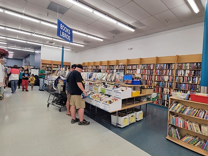 The book section rivals small-town libraries. Browse these shelves and you might find that out-of-print cookbook your grandmother swore by.