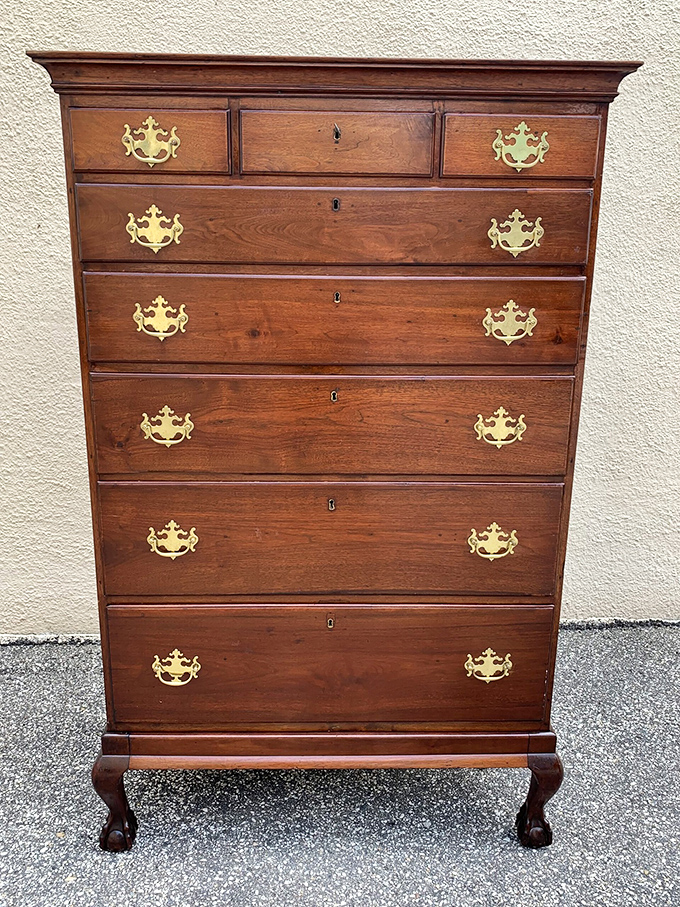 This isn't just a dresser; it's American craftsmanship that's survived decades. Those brass pulls have been touched by countless hands.