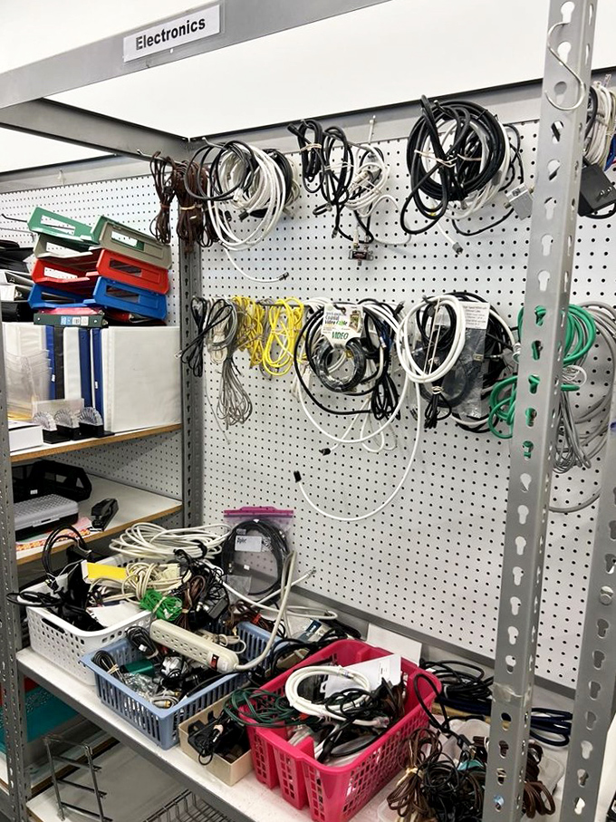 The cable section: where every cord you'll ever need lives, including the one you threw away last week.