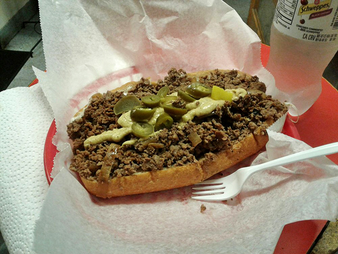 The cheesesteak that launched a thousand food debates. Notice how the meat, cheese, and peppers achieve that perfect harmony rarely found outside of Philadelphia.
