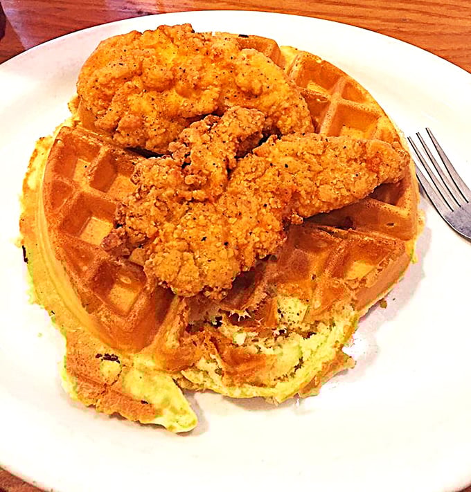 Chicken and waffles: where breakfast and lunch stop fighting and decide to create something beautiful together. Golden, crispy, and utterly irresistible.