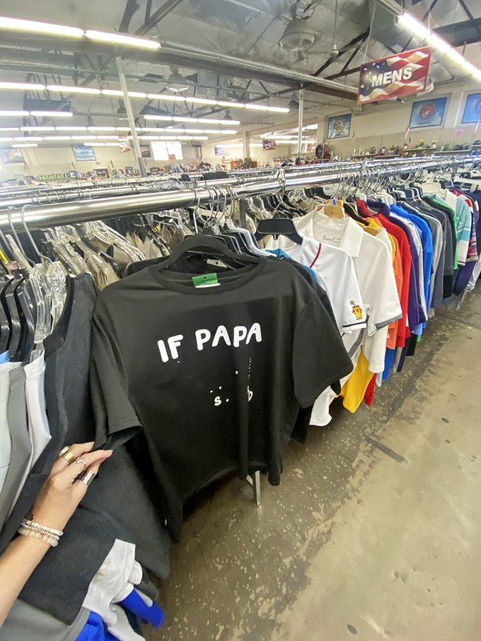 If Papa t-shirt leads a colorful parade of possibilities. Every hanger holds a story waiting for its next chapter.