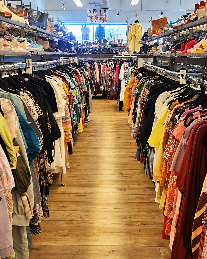 Color-coordinated clothing displays make finding your perfect piece as easy as shopping your favorite department store.