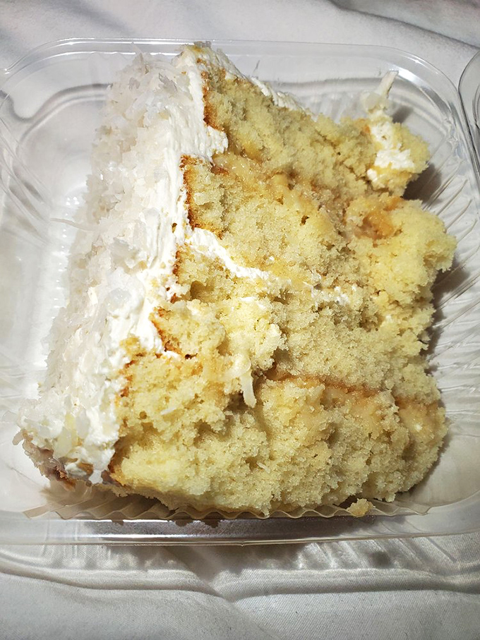 The famous coconut cake in its natural habitat&mdash;moist, tender, and ready to make you forget every other cake you've ever met.