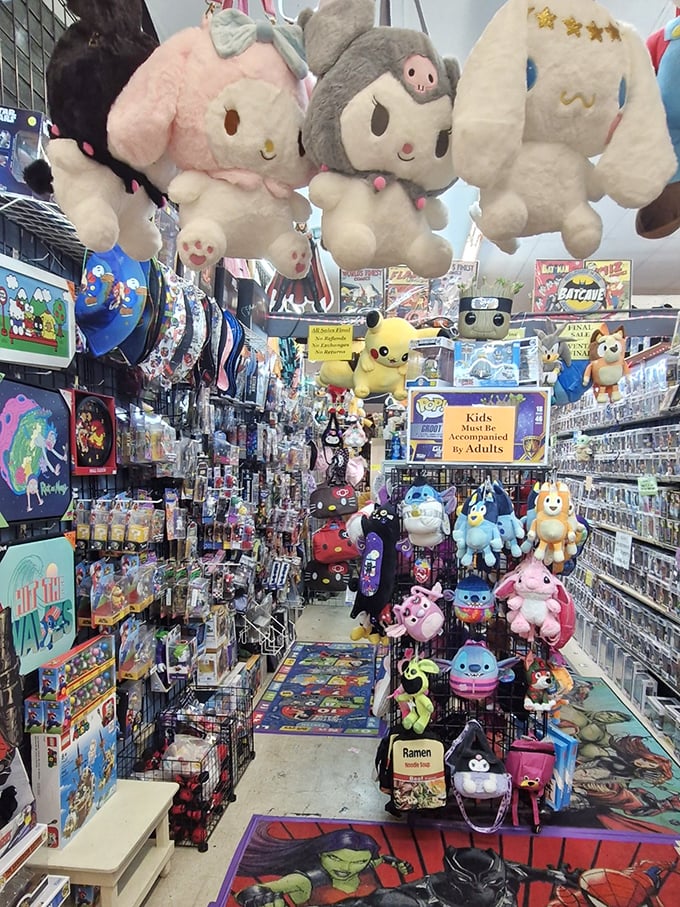 Plush companions and collectible figures stand at attention, waiting to join your home for a fraction of mall prices.