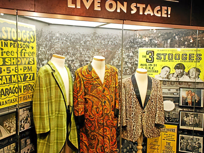 The Stooges' actual stage costumes reveal surprising craftsmanship and attention to detail&mdash;these weren't just clothes, they were comedy instruments.