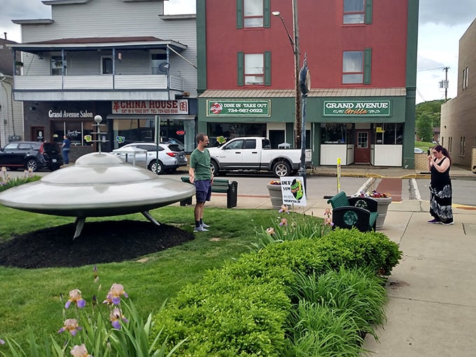 Visitors frequently pause for the perfect extraterrestrial photo op, proving that in Mars, PA, everyone gets their moment with the mothership.