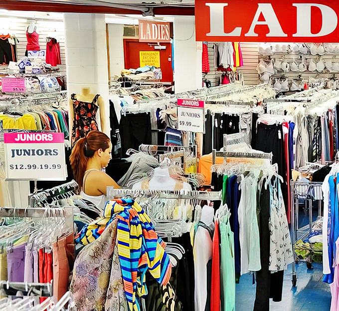 The thrill of the hunt in action &ndash; each rack a potential goldmine of style waiting to be discovered.