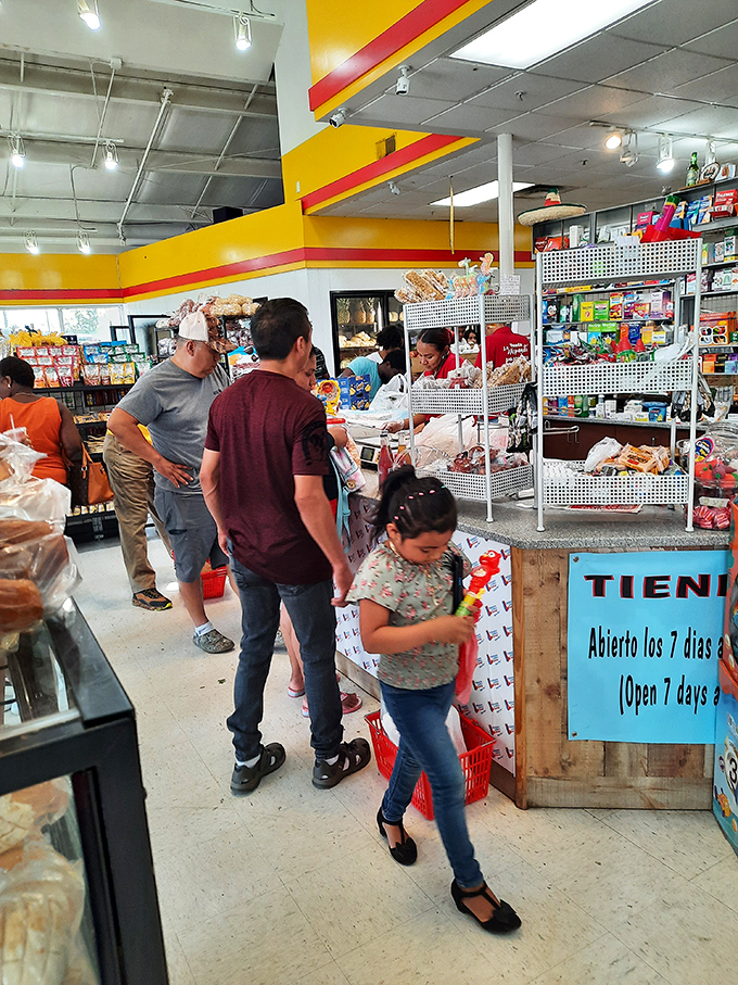 The tienda section offers authentic Latin American foods and products, drawing families who appreciate the taste of home in unexpected places.