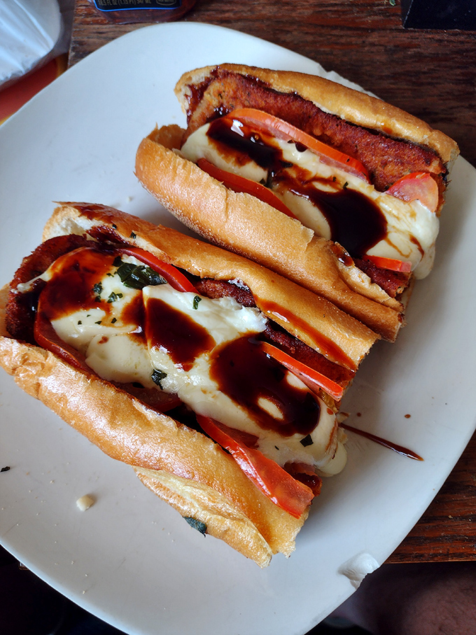 This isn't just a sandwich; it's a manifesto on melted cheese and savory cutlets. The balsamic drizzle adds that perfect touch of sweetness.