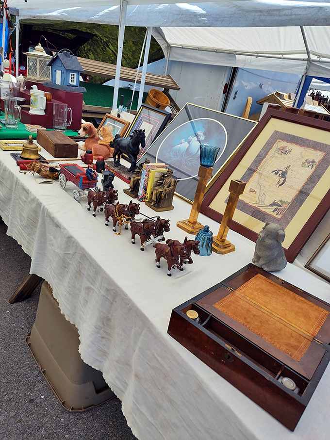 A tabletop museum of Americana where every horse figurine and picture frame has survived decades to find you today.