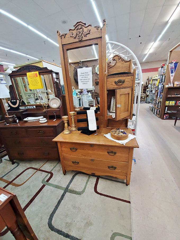 Not just a dresser &ndash; a time portal to mornings spent primping before rotary phones and telegram deliveries. Mirror, mirror on the wall...